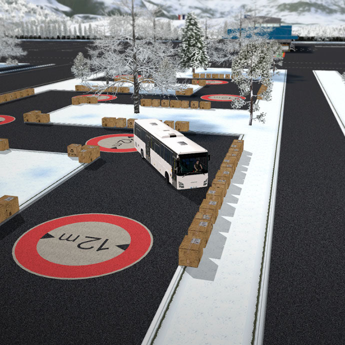 HGV driving simulator: Cab range